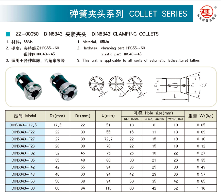 DIN6343 173E 185E F48 F66 Clamping Collet - Buy Product on Zhenghao Machinery